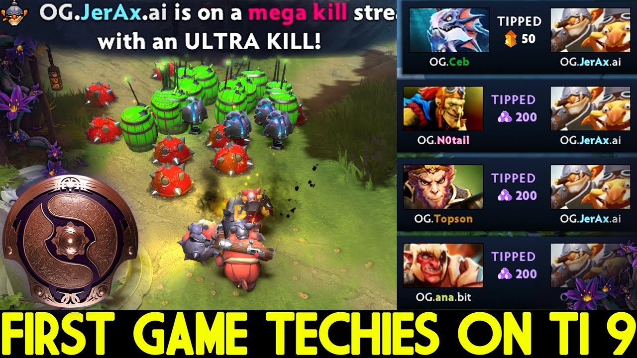 First Game Techies on TI 9 - OG vs VG - THE FINAL DAY Group Stage! - YouTube