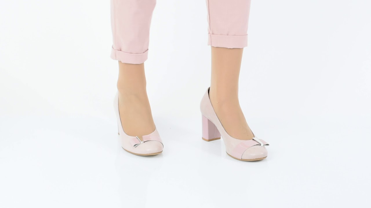PANTOFI ROZ PIELE NATURALA URANIA - YouTube