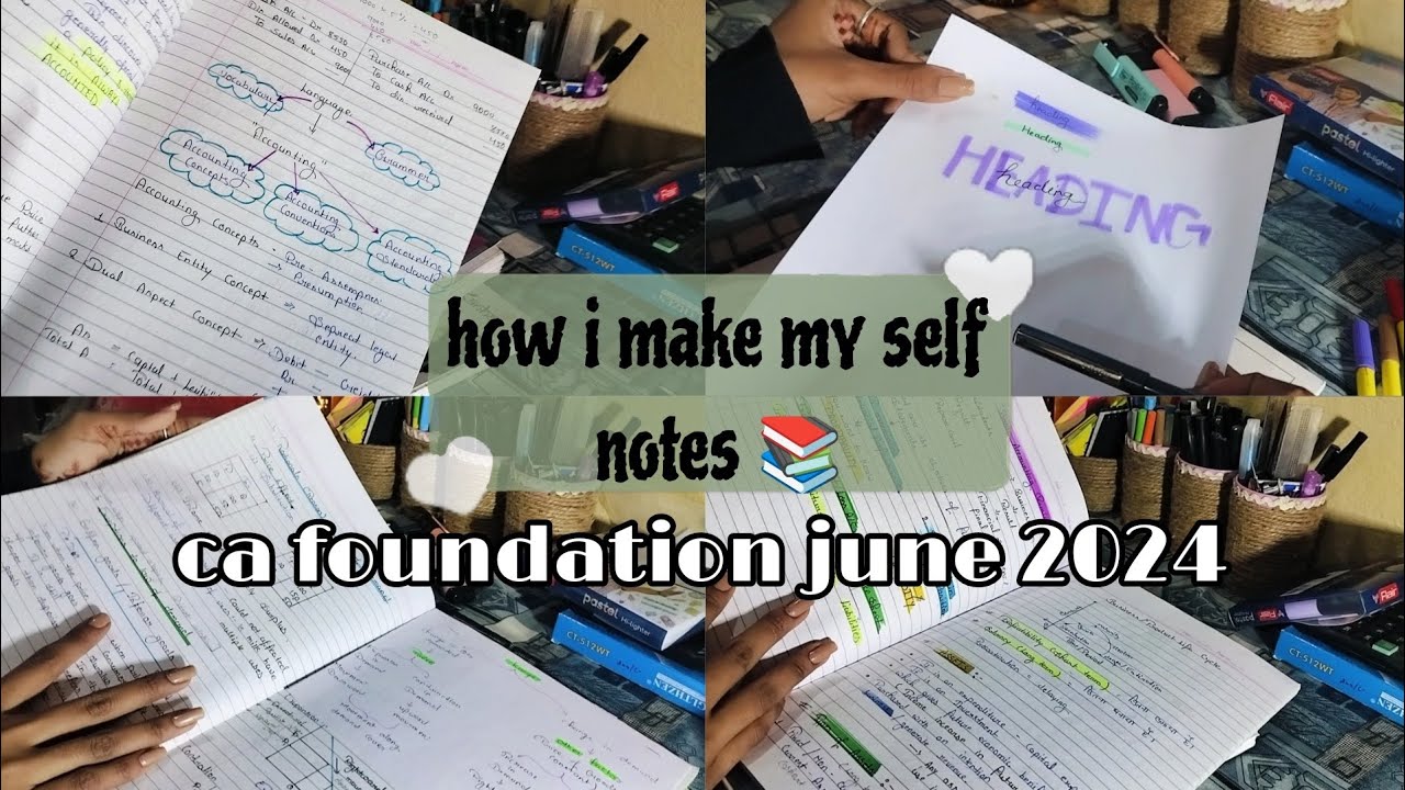 how i make my self notes 📚| ca foundation students''june 2024📖📕|# ...