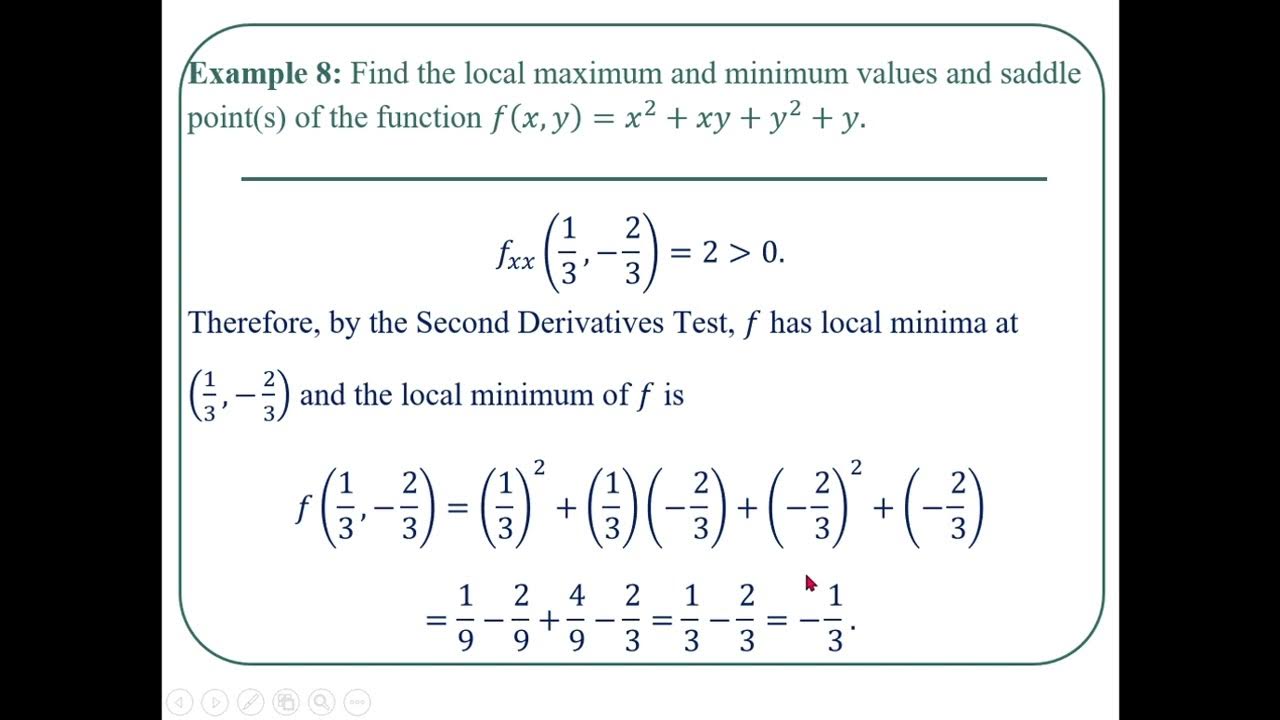 Multivariable Calculus Lecture 14 (Second Derivative Test and Extension ...
