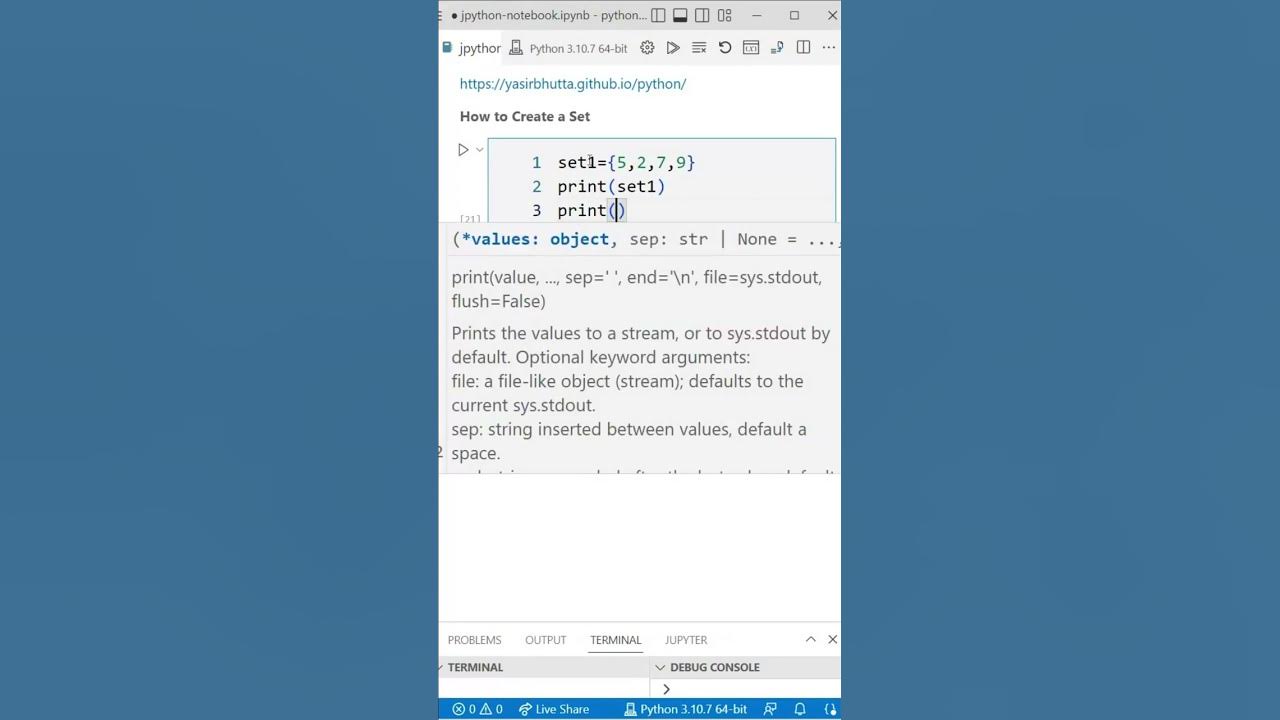 1 Set Python Tips How To Create A Set Python Tutorial For Beginners Youtube