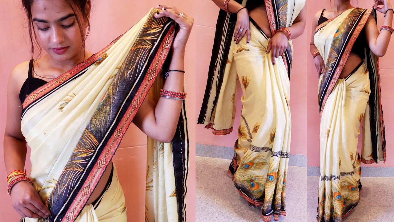 Simple Saree drape, to look stylish/ daily saree wearing this Stylish ...