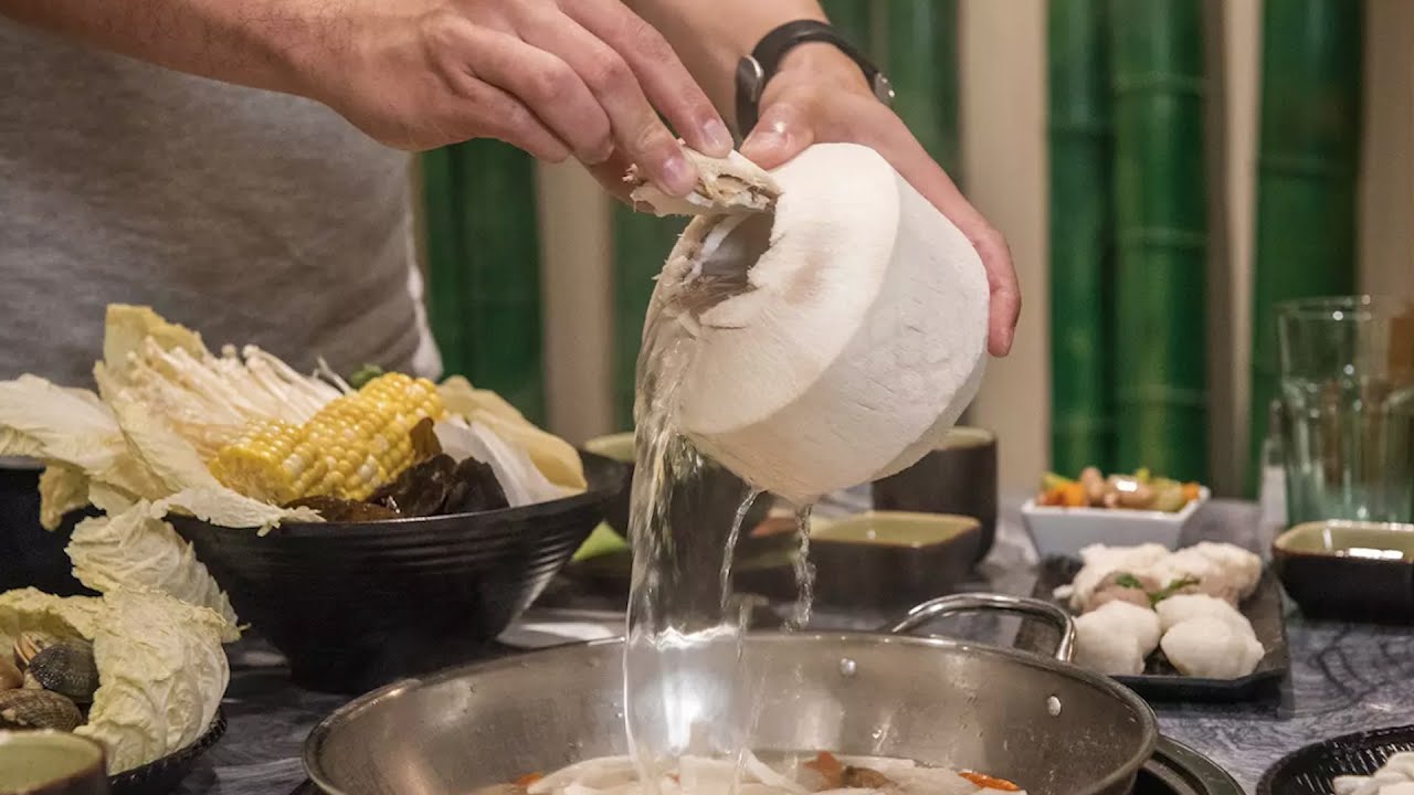Coconut Seasons in Toronto does coconut chicken hot pot - YouTube