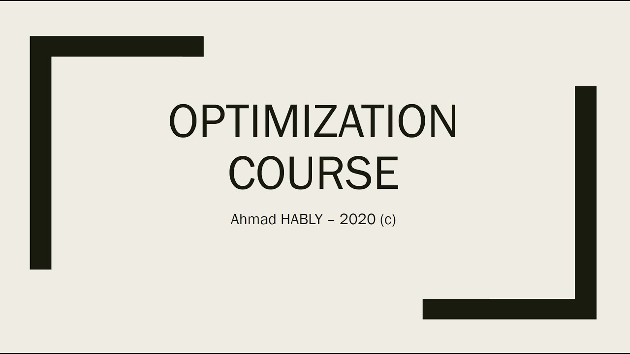 Optimization Course Optimality Conditions Youtube