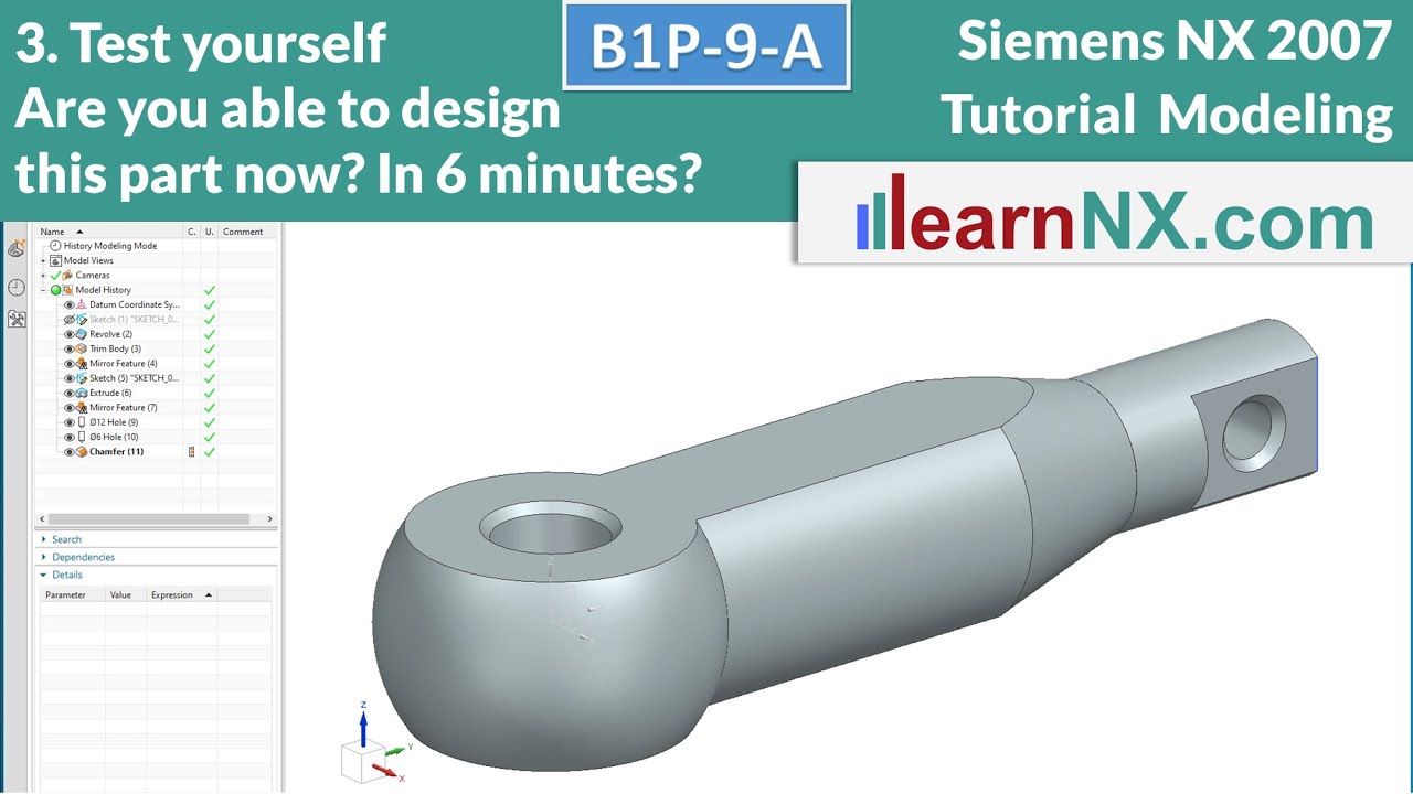 Siemens NX Tutorial | Test yourself! Revolve, Mirror feature, Combine ...