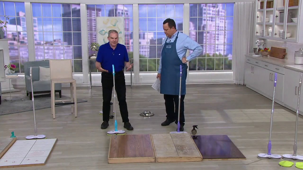 Hover Scrubber Cordless Dual Head Mop & 4 Microfiber Scrubbing Pads on ...