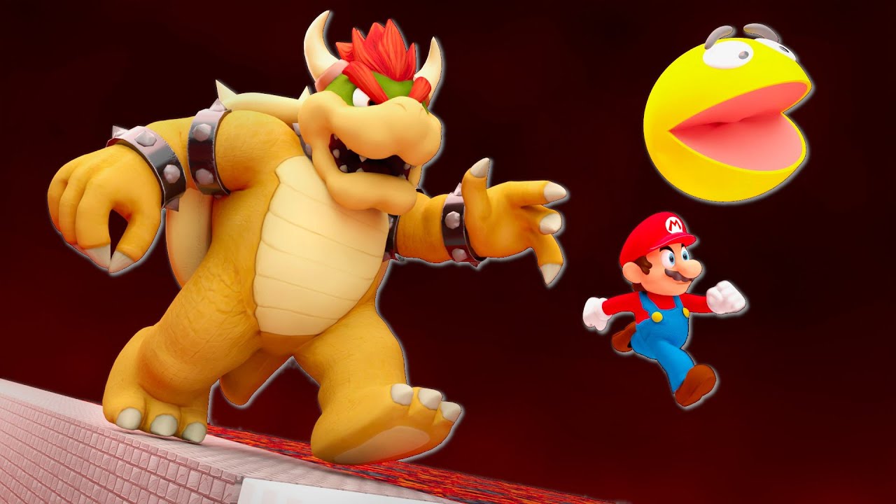 Mario and Pacman vs Giant Bowser - YouTube