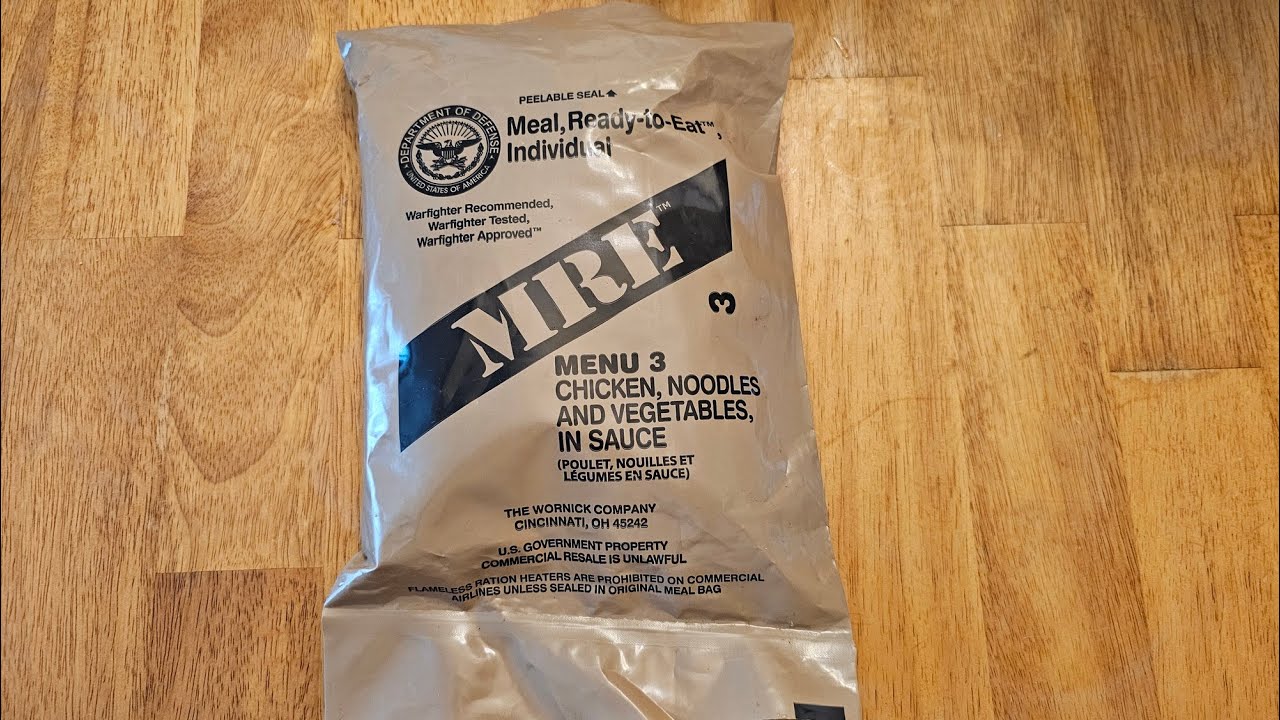 美軍MRE 3號餐-雞肉蔬菜雞蛋麵Chicken with egg noodles and vegetables in sauce - YouTube