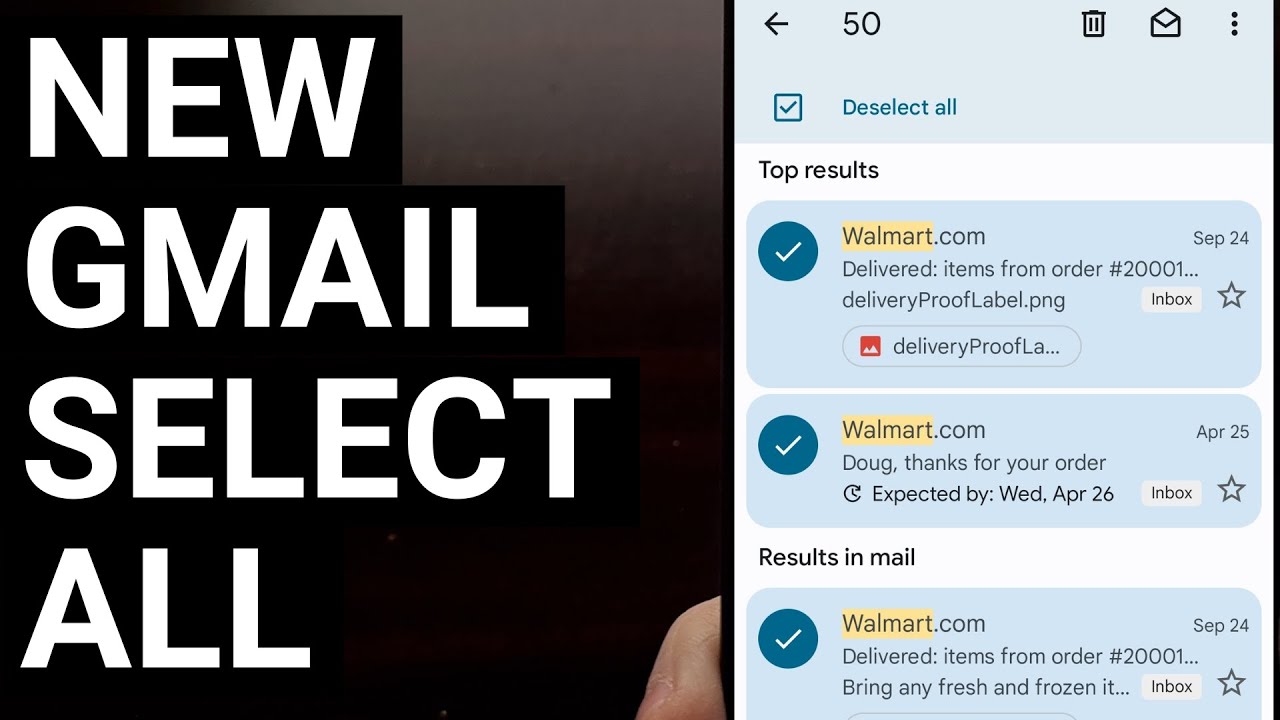Gmail for Android Now Offers a Way to Select a Batch of 50 Emails at a Time - YouTube