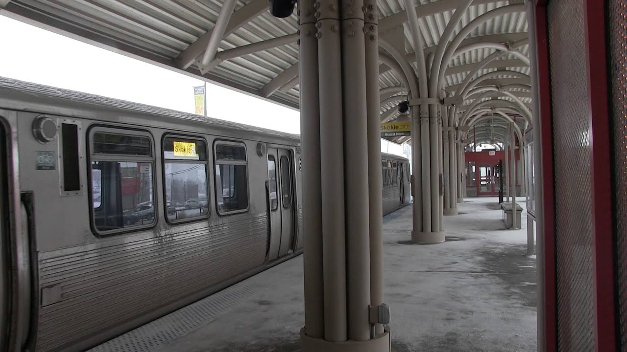 CTA - 5000C Series Bombardier "L" Yellow Line #5401 Arriving into ...
