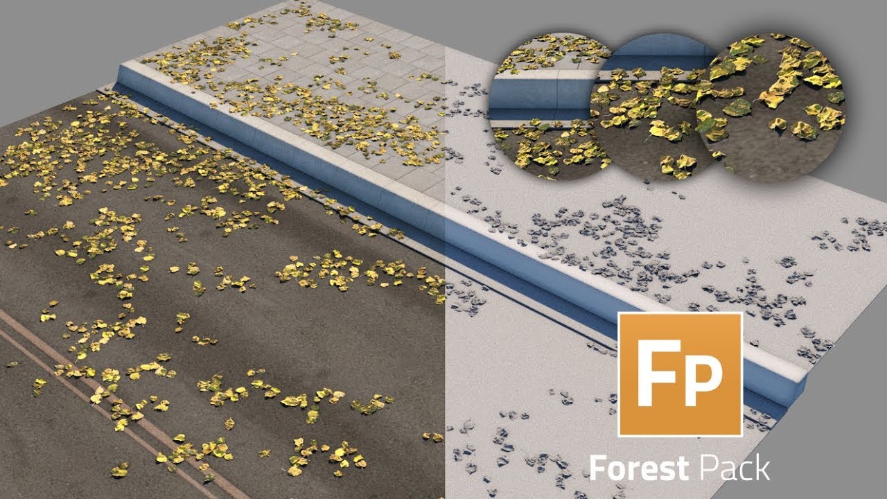 How to scatter the leaves on to the selected surface with Forest Pack ...