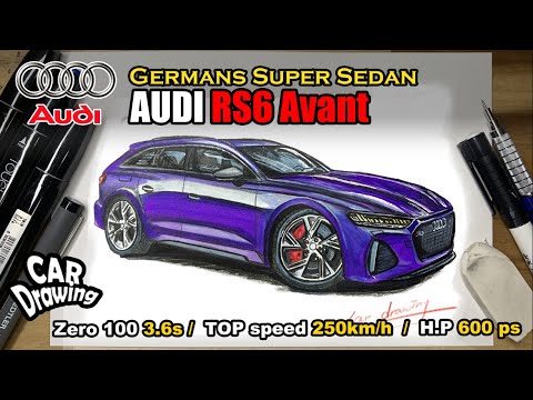 [Car Drawing] How to draw a car #26th Audi RS6 Avant (아우디 RS6 아반트) 자동차 ...