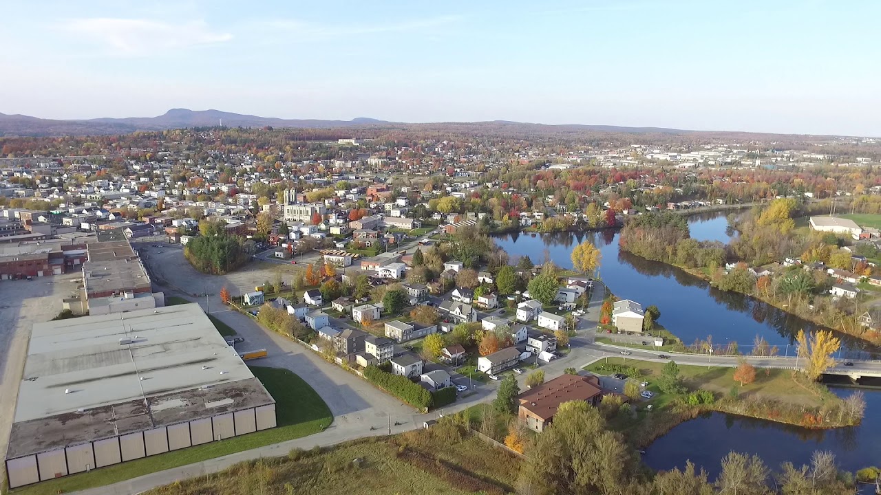 Drone view of Magog, Quebec - YouTube