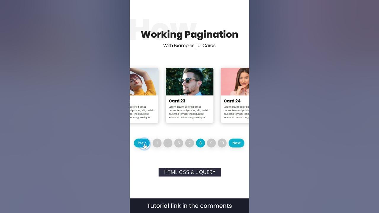 How To Make A Working Pagination Functional With Ui Cards Html Css And Jquery Shorts Youtube
