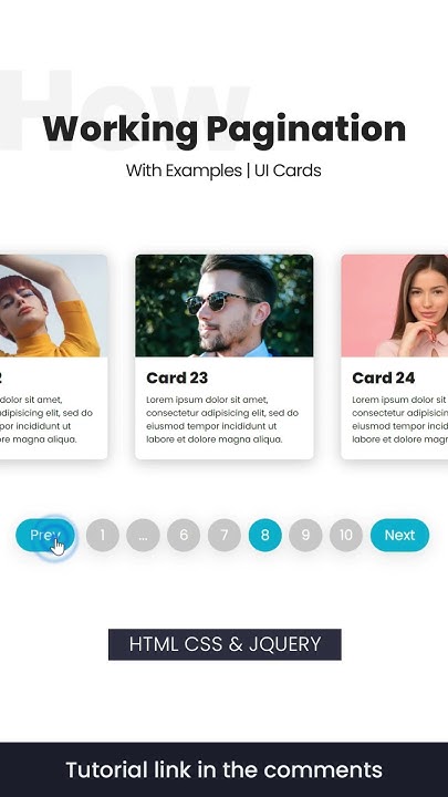 How To Make A Working Pagination Functional With Ui Cards Html Css And Jquery Shorts Youtube 