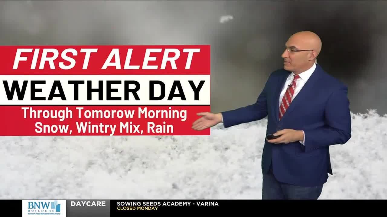 First Alert Weather Day Monday: Snow to mix to rain, then back to snow ...