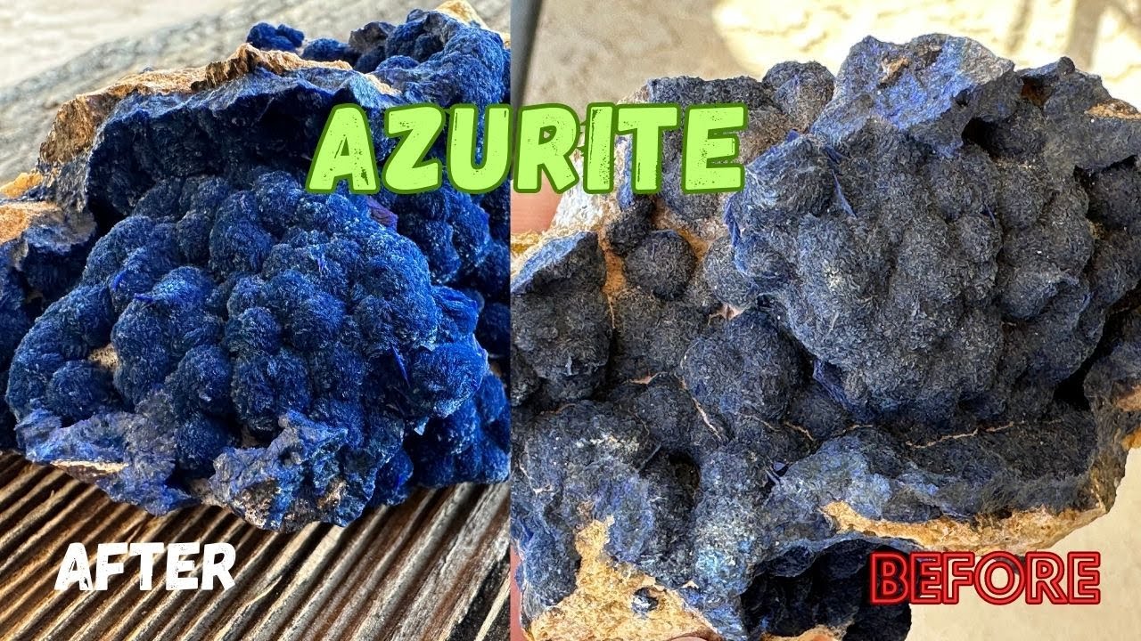 AMAZING chemical cleaning TRICK - Azurite before and after cleaning # ...