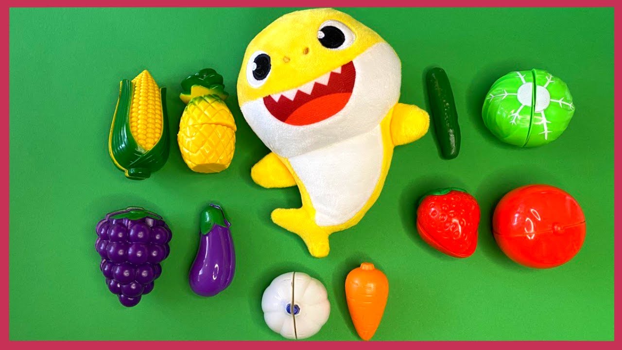 Unboxing fruits and vegetables, learn colors with Baby Shark | ASMR ...