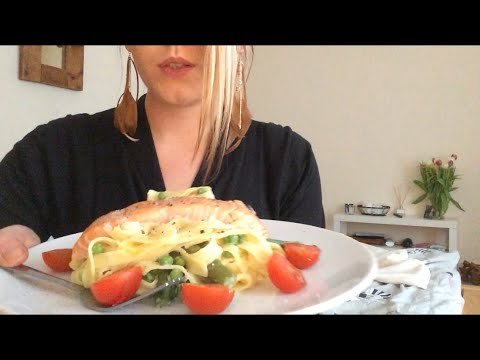 Salmon Tagliatelle ~ ASMR Relaxing Eating Sounds - YouTube