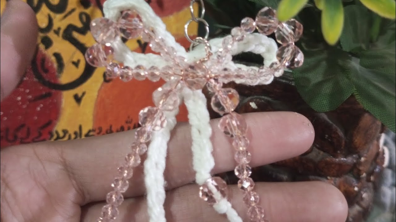 how to make a crochet keychain &beads keychain - YouTube