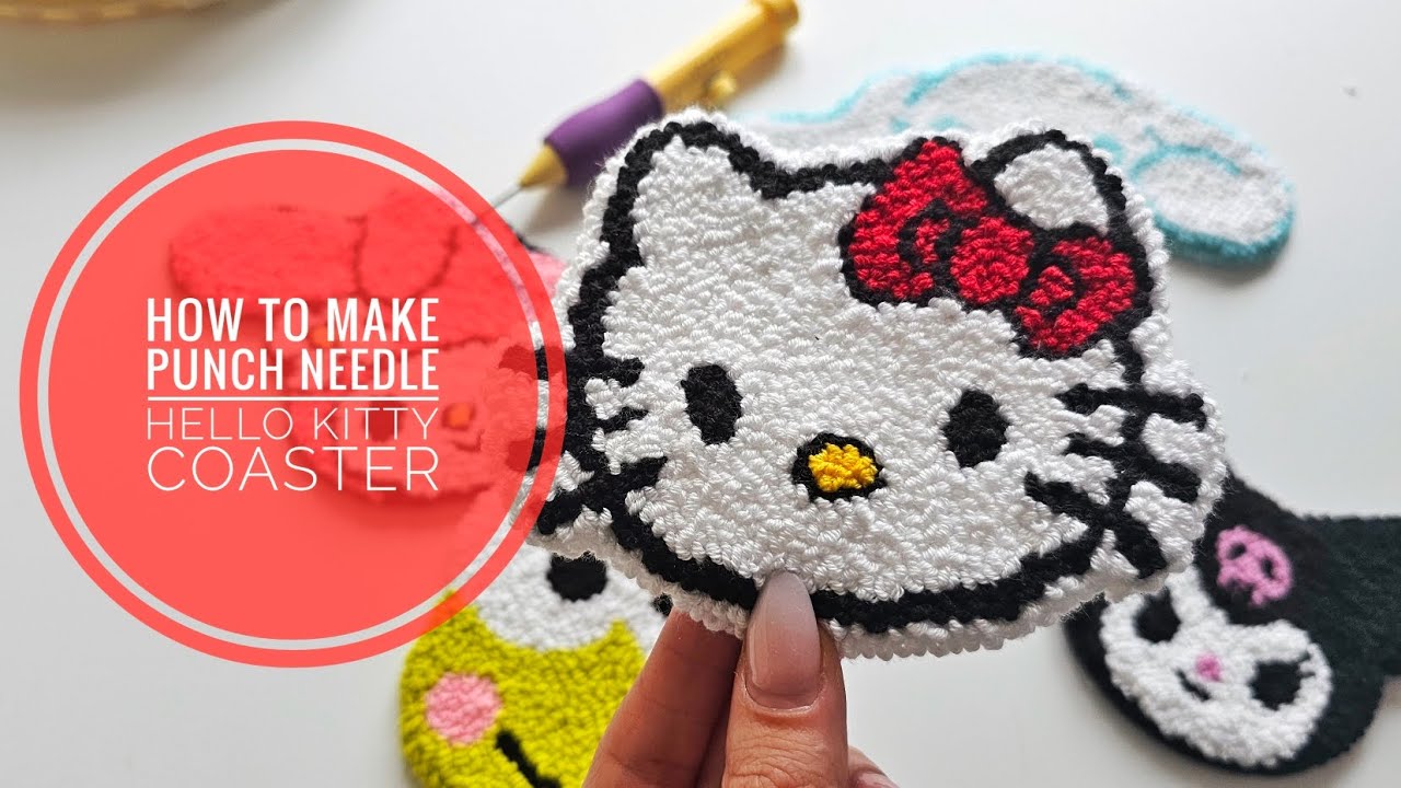 How to make "Kitty" punch needle coasters. Step by step tutorial. - YouTube