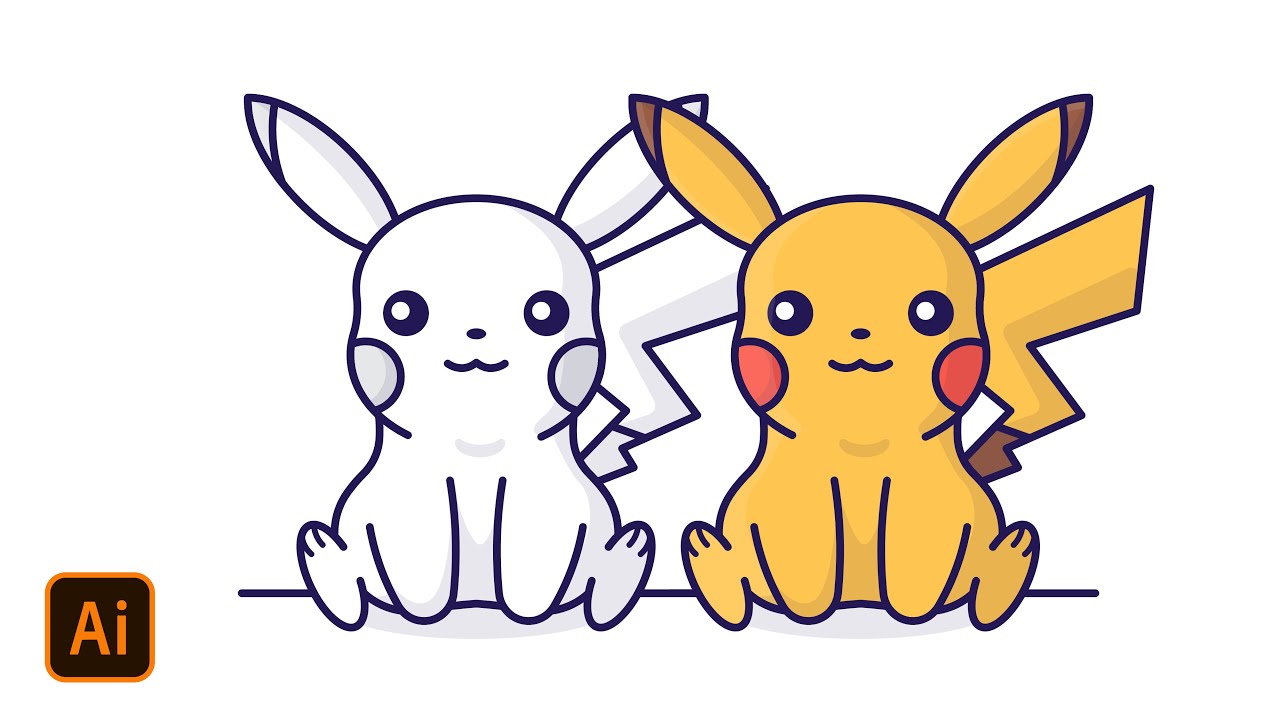 Adobe Illustrator CC Tutorial Speedart - Pikachu - YouTube