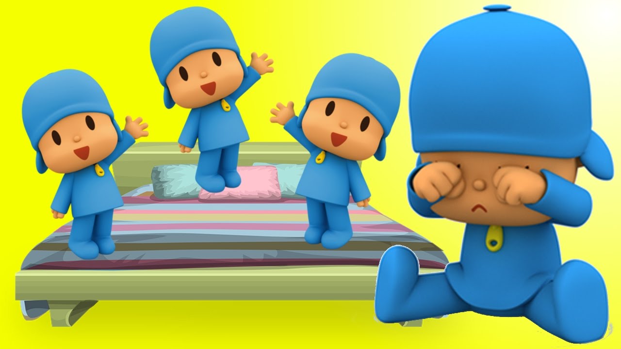 5 Little Talking Pocoyo Jumping On the Bed Five Little Monkeys Nursery ...