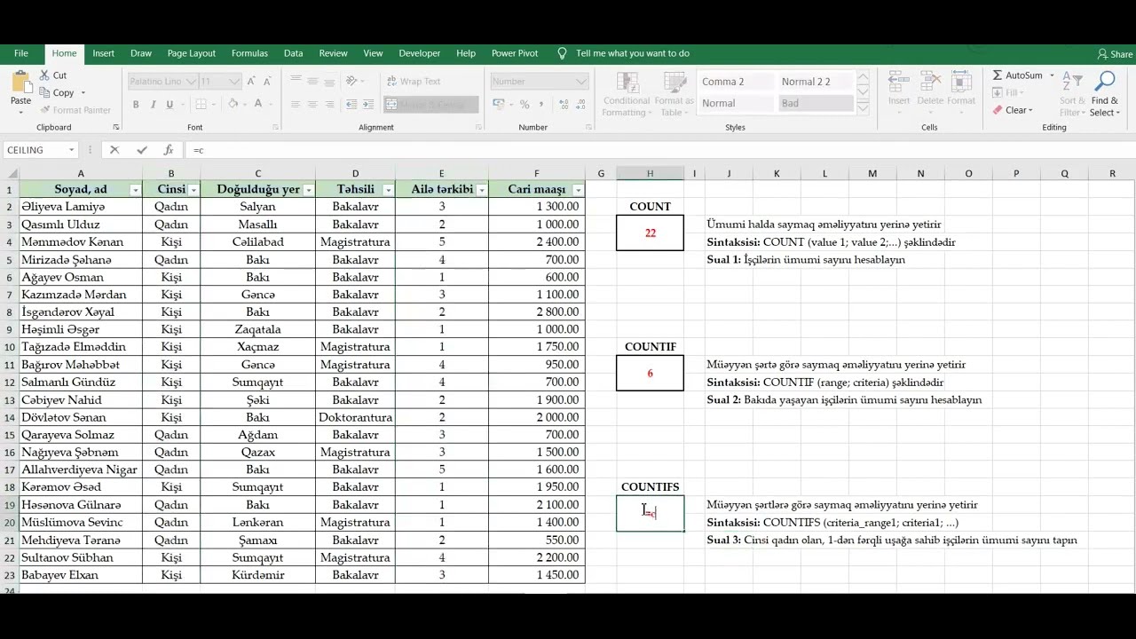 Count Countif Countifs Functions In Excel Count Countif Countifs 9109