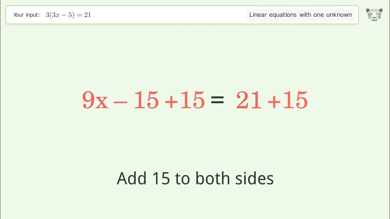 Linear Equation With One Unknown Solve 3 3x 5 21 Step by step linear-equation-with-one-unknown-solve-3-3x-5-21-step-by-step