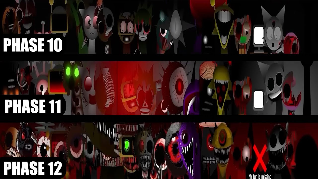 All character together in Incredibox Sprunki | Phase 10 VS Phase 11 VS ...