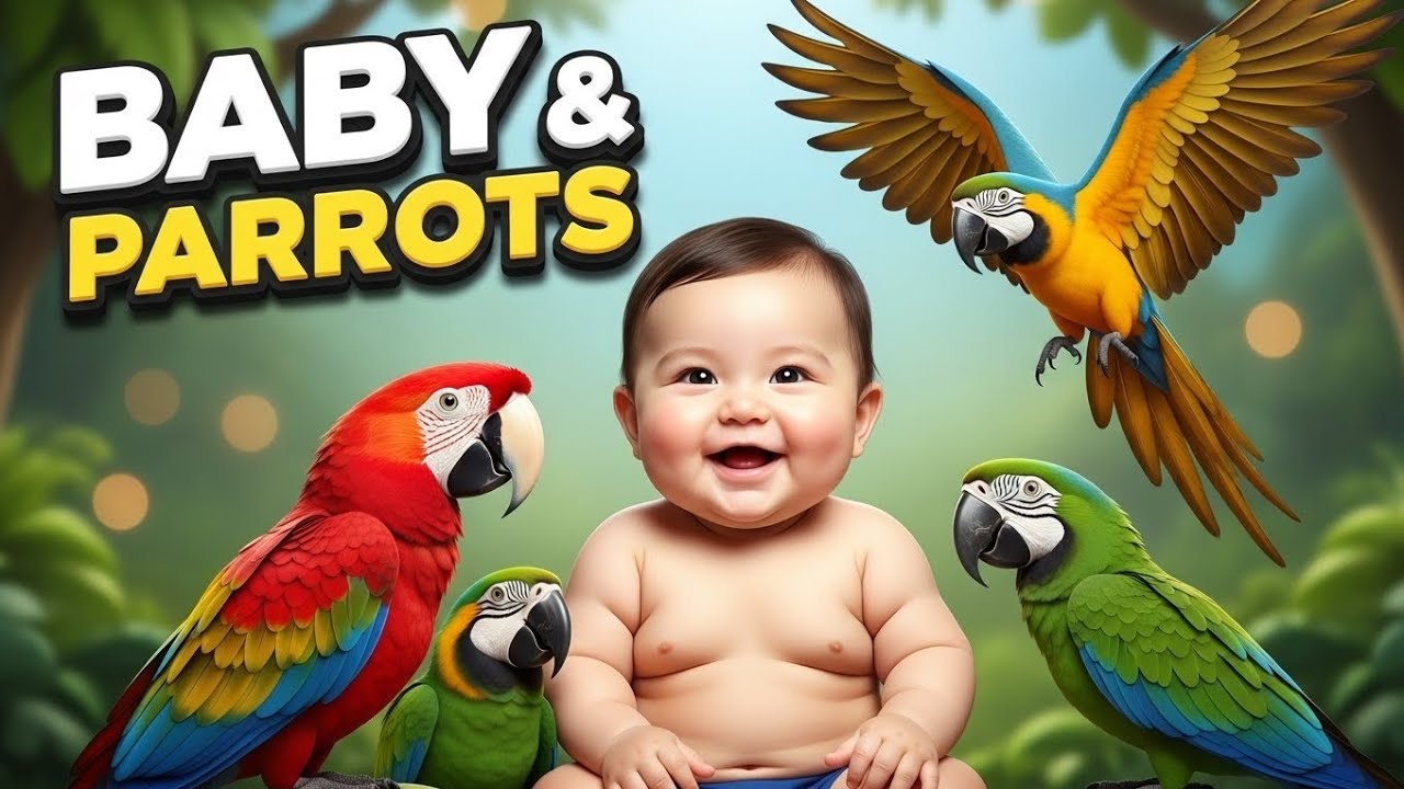 BABY & PARROTS 🦜👶 | Cute Baby Playing with Colorful Birds | Kids Fun ...