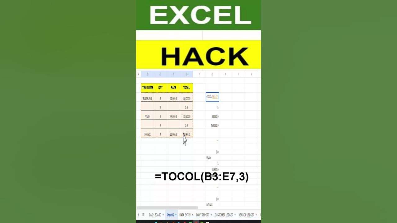 EXCEL HACK EXCEL TIPS AND TRICKS EXCEL FORMULA EXCEL ONLINE #excel #excelformula - YouTube
