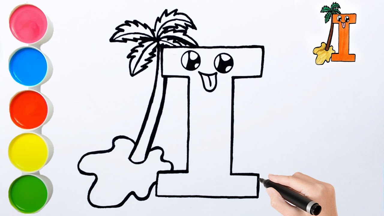 ️🔠🏝️ How to Draw Cute Letter " I " For " Island " ABC Drawing ...