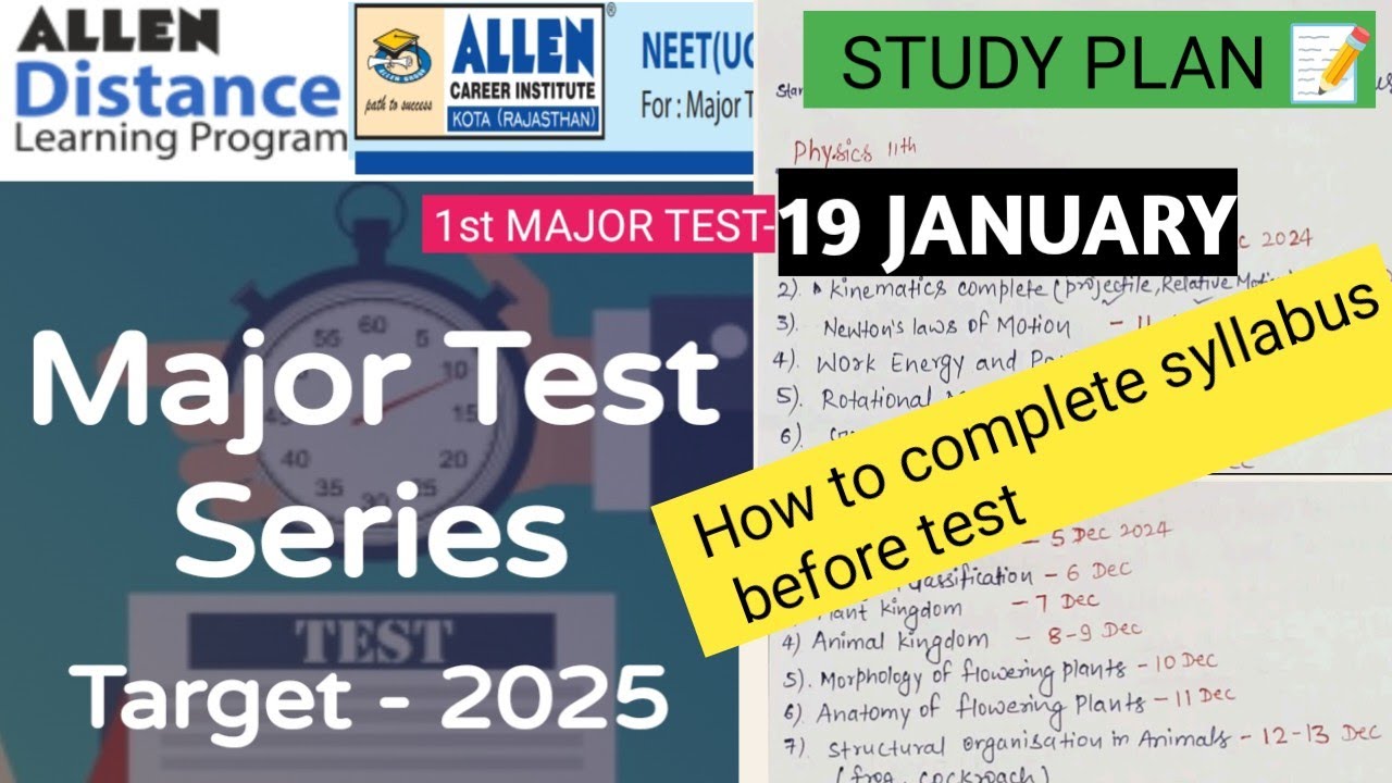 allen major test series for neet 2025 || Study plan #neet2025 #allen # ...