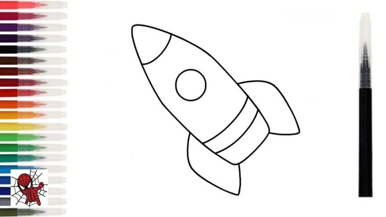How to draw a ROCKET Cartoon Coloring for children ROCKET LEARN COLORS ...