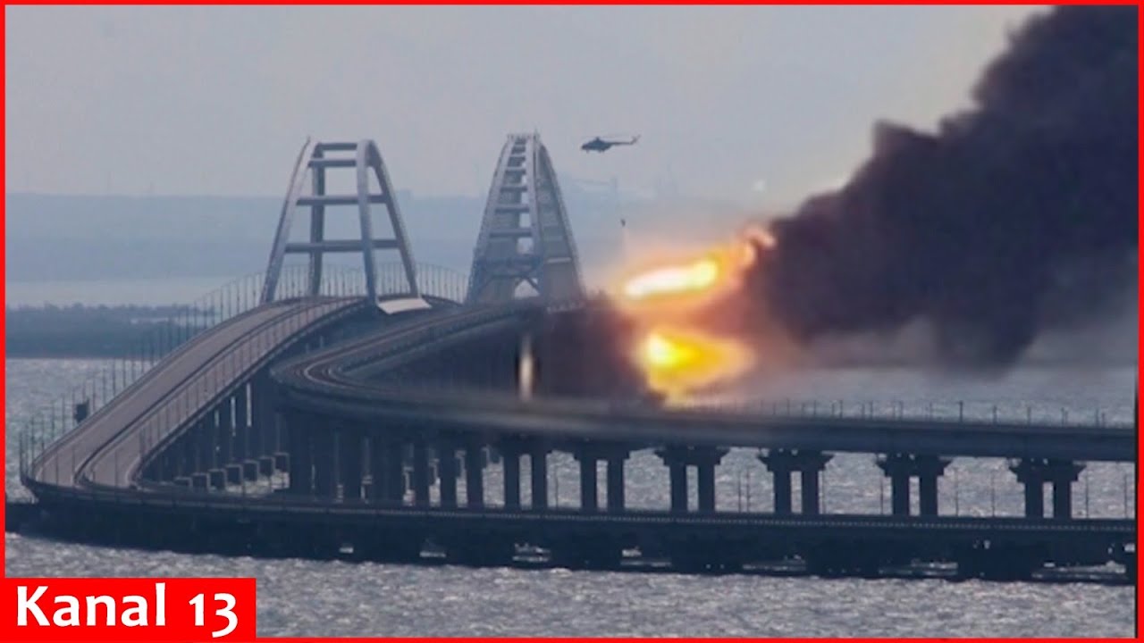 FILE footage of attack on Crimea's Kerch Bridge in October 2022 - YouTube