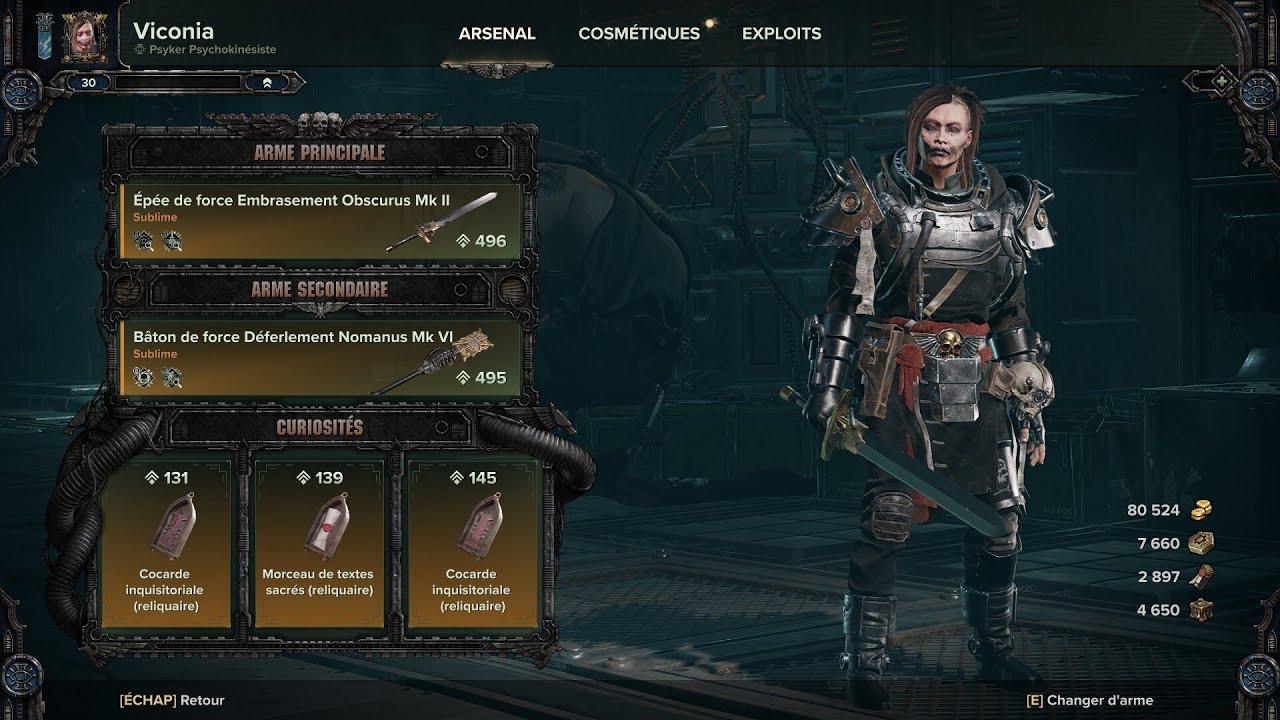 DarkTide Psyker Damnation (dog modifier) Mk II Force Sword/Mk VI Surge ...