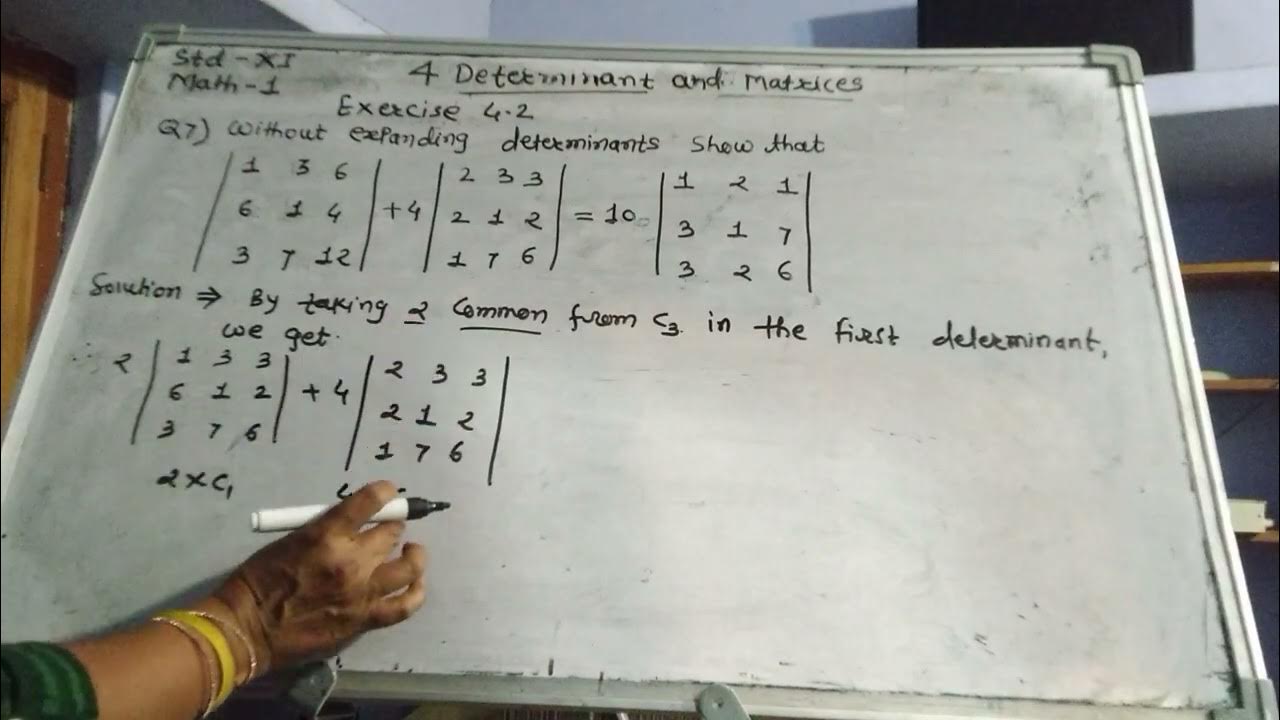 Std11, 4 Determinants & Matrices, Exercise 4.2, Q7) Without expanding determinant show that ...