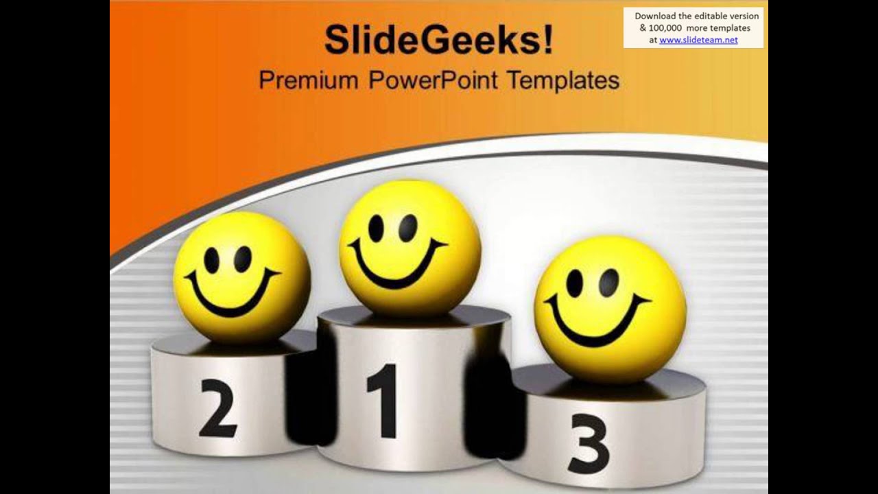 smileys on winner podium competition powerpoint templates ppt ...