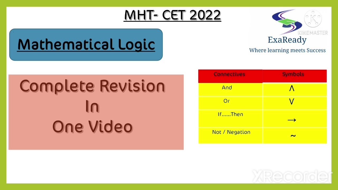 L-1 Mathematical Logic One Shot Revision | MHT-CET 2022 - YouTube