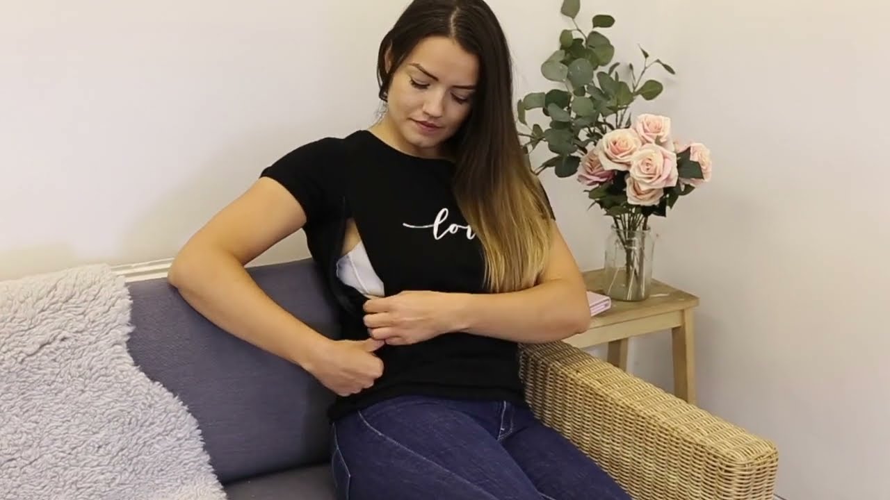 Milky Tee breastfeeding tops with hidden zips! - YouTube