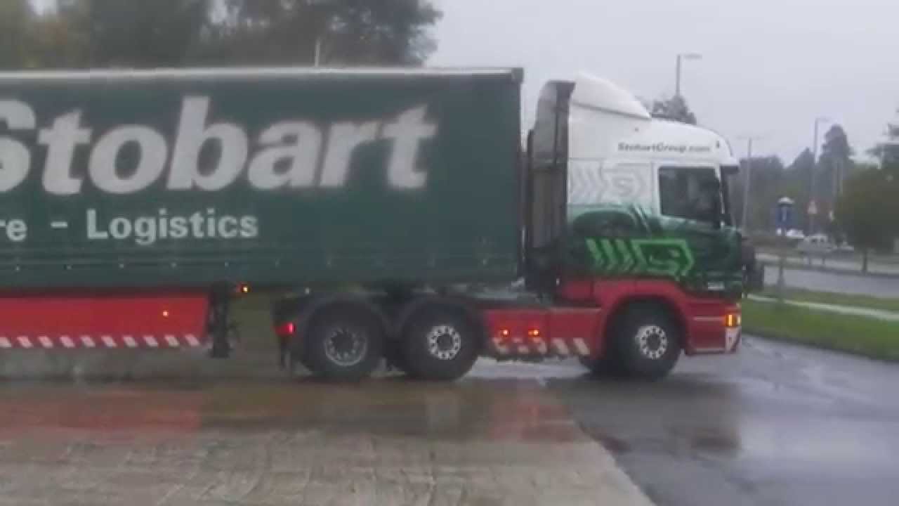 EDDIE STOBART MONTANA ASH DEPARTS DHL TRADETEAM,GLOUCESTER 131014 - YouTube