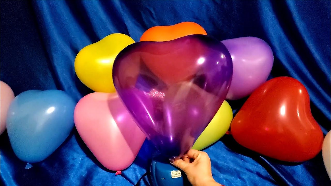 INFLATING AND POPPING COLORFUL HEART BALLOONS!!! - YouTube