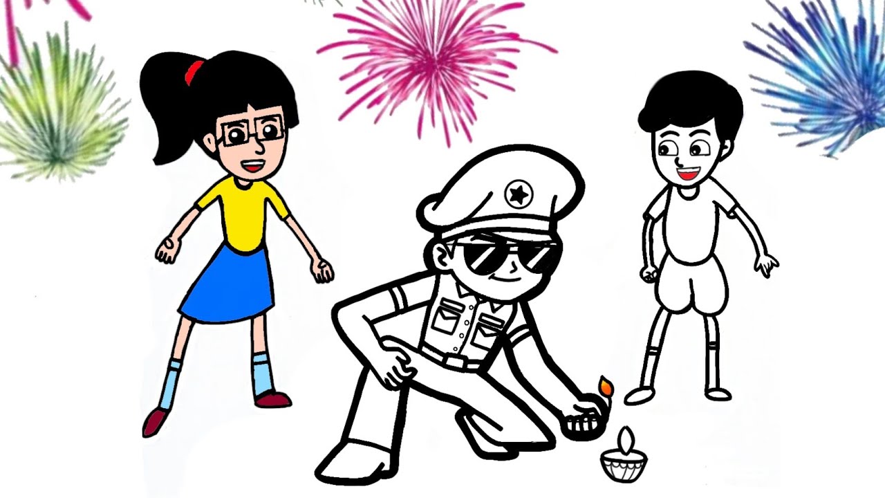 Little singham diwali drawing | Diwali drawing | Little singham desh ka ...