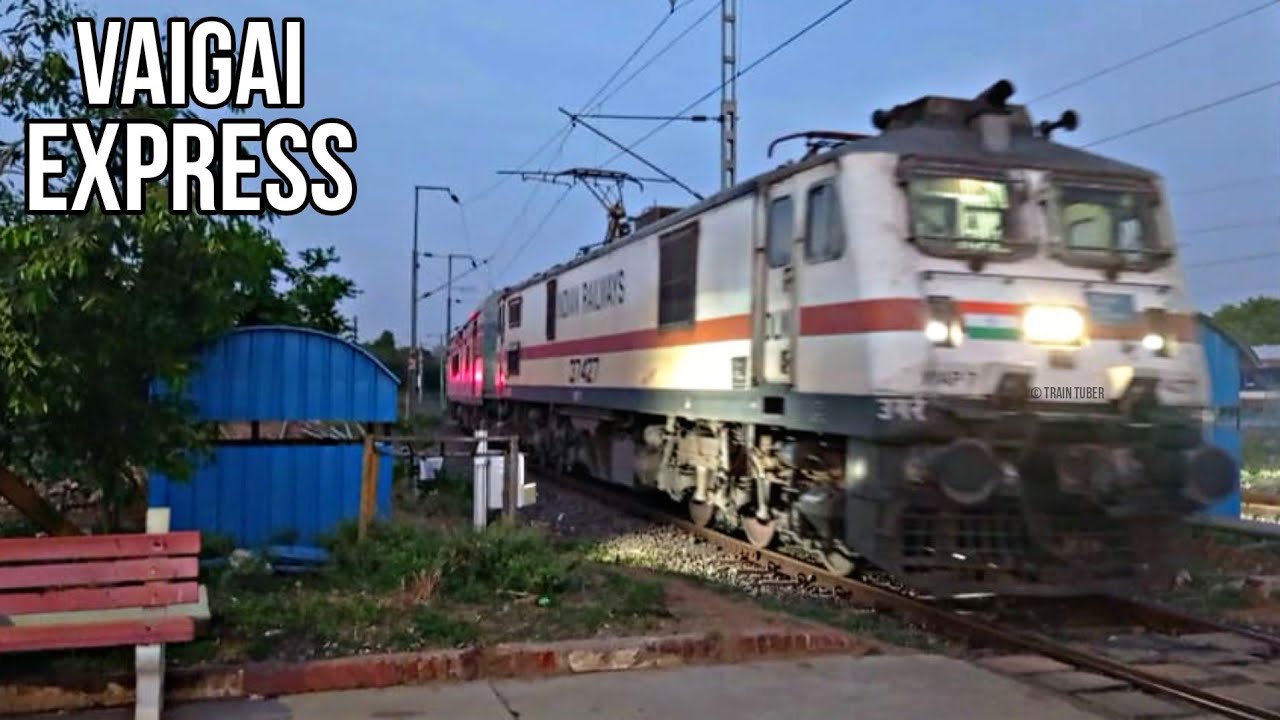 Mega Offlink | Kanpur WAP-7 with Vaigai Superfast Express Arriving ...