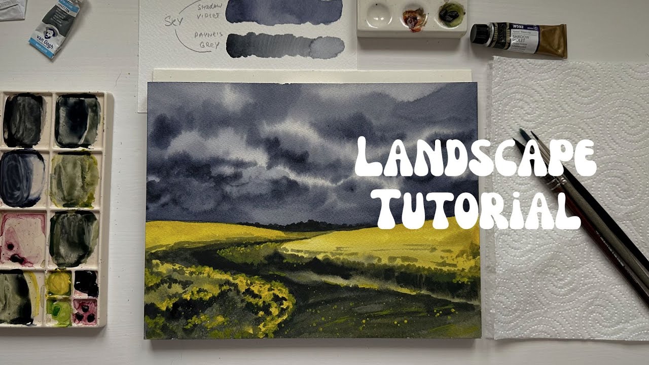 How to Paint a Landscape - Watercolor Painting Tutorial - YouTube