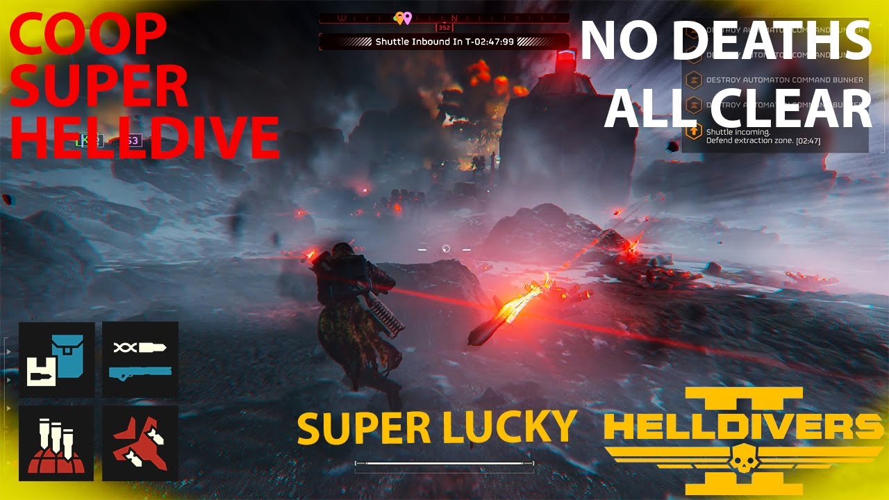 Helldivers 2 // SUPER LUCKY GUY or 32 STIM USE (Coop // All Clear // No Deaths) - YouTube