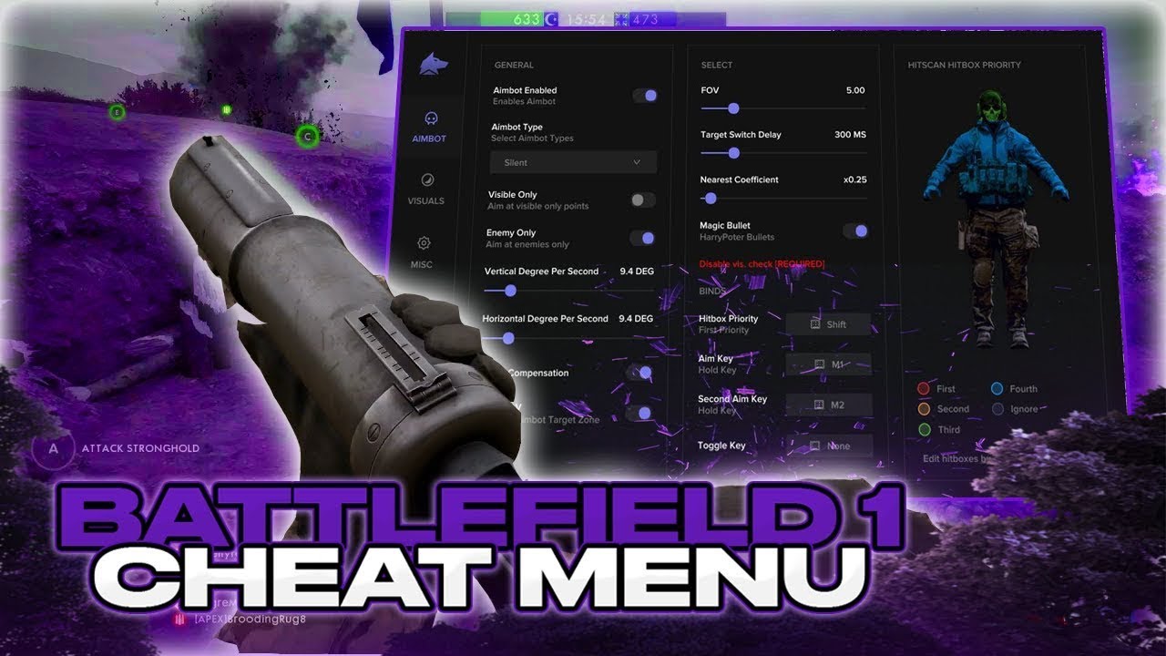 *NEW* BATTLEFIELD 1 MOD MENU | AIM + WALLHACK | *UNDETECTED* - YouTube