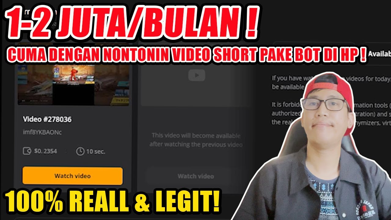 Dapetin 1-2 juta/bulan dari internet cuma dengan nontonin video short pake BOT manfaatin HP ...