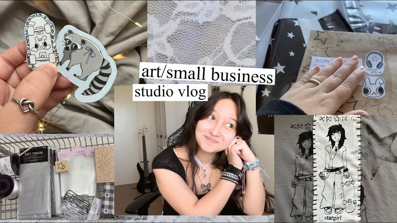 studio vlog ★ screen printing, stickers, packing depop orders, art ...